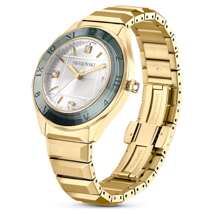 Dextera 37mm watch Swiss Made, Metal bracelet, Gold tone, Gold-tone fi ...
