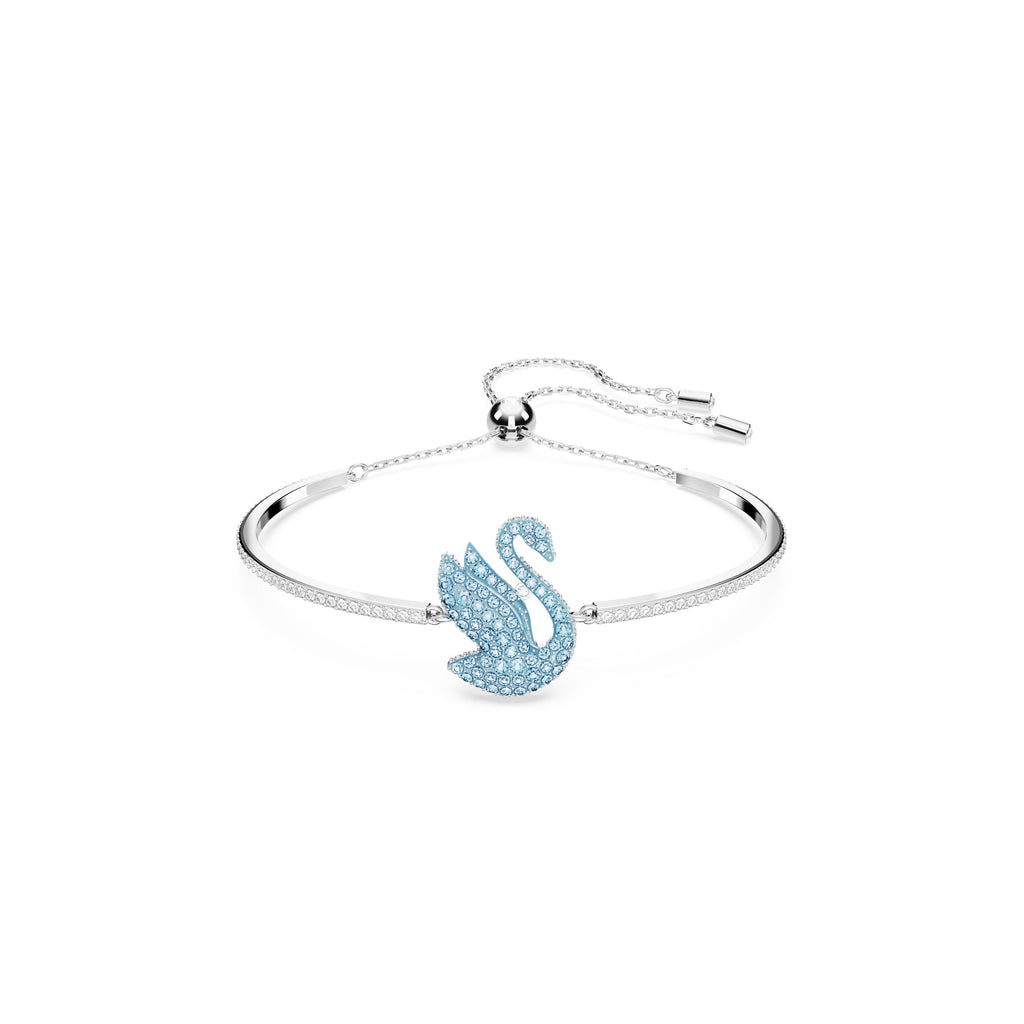 Swarovski Iconic Swan bangle, Swan, Blue, Rhodium plated – Swarovski ...