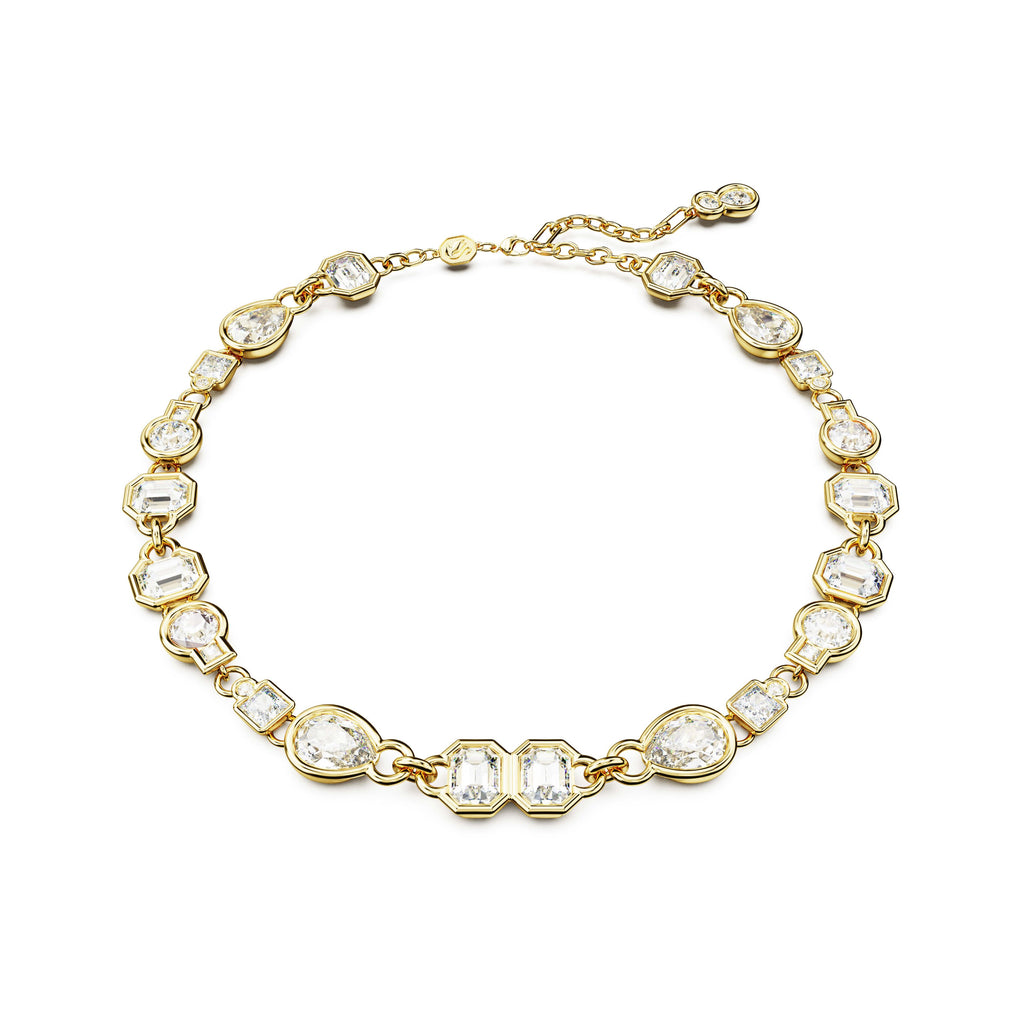 Dextera necklace, Mixed cuts, White, Gold-tone plated – Swarovski Lebanon