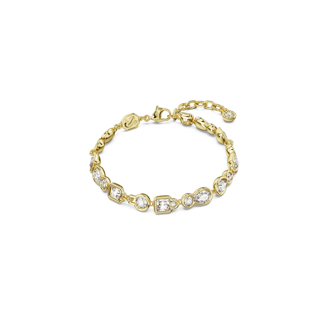 Dextera bracelet, Mixed cuts, White, Gold-tone plated – Swarovski Lebanon