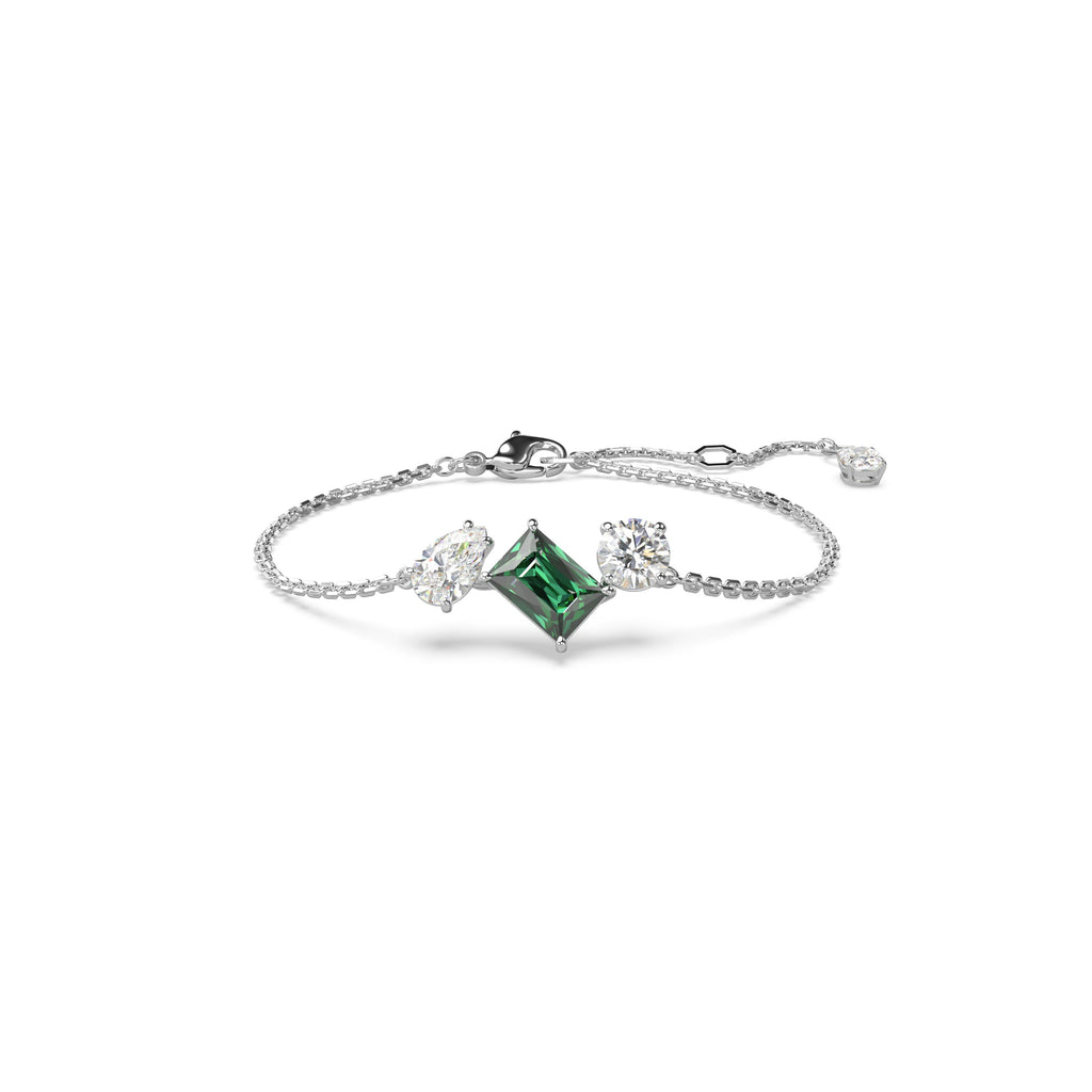 Mesmera bracelet, Mixed cuts, Green, Rhodium plated – Swarovski Lebanon