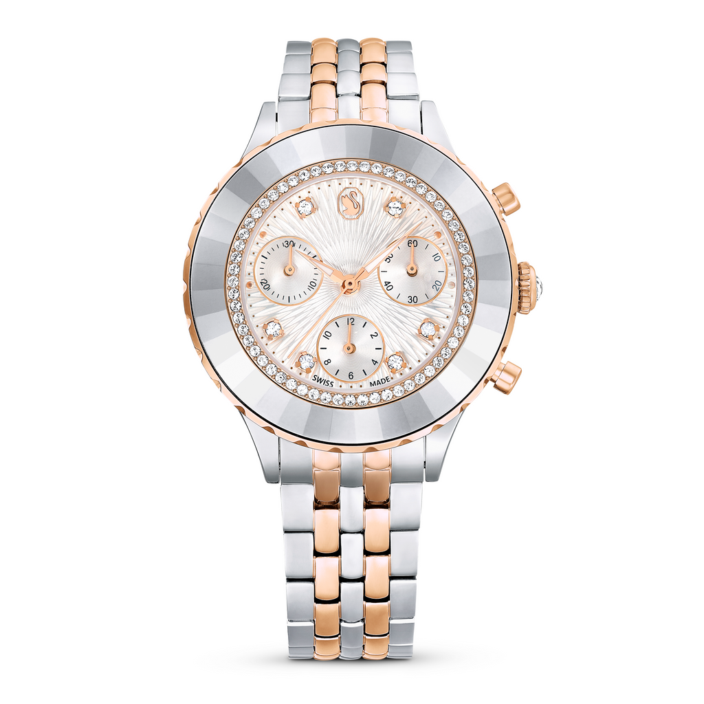Octea Chrono watch, Swiss Made, Metal bracelet, Rose gold tone, Mixed ...