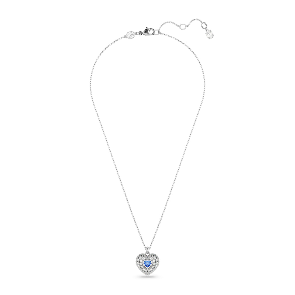 Idyllia pendant, Heart, Blue, Rhodium plated – Swarovski Lebanon
