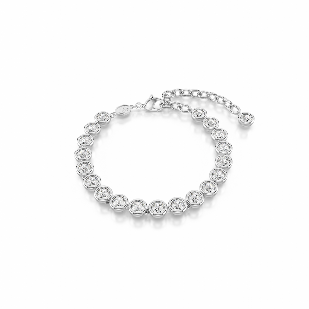 Imber Tennis bracelet, Round cut, White, Rhodium plated – Swarovski Lebanon