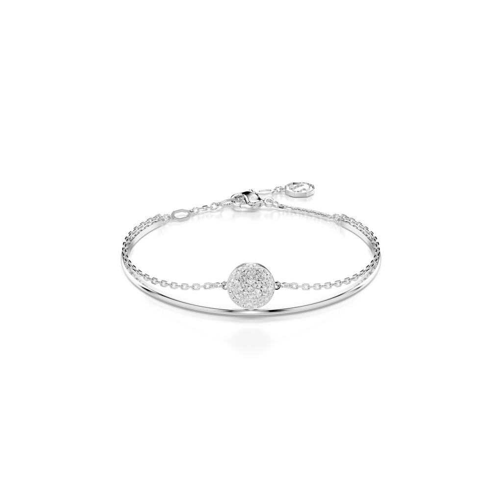 Meteora bangle, White, Rhodium plated – Swarovski Lebanon