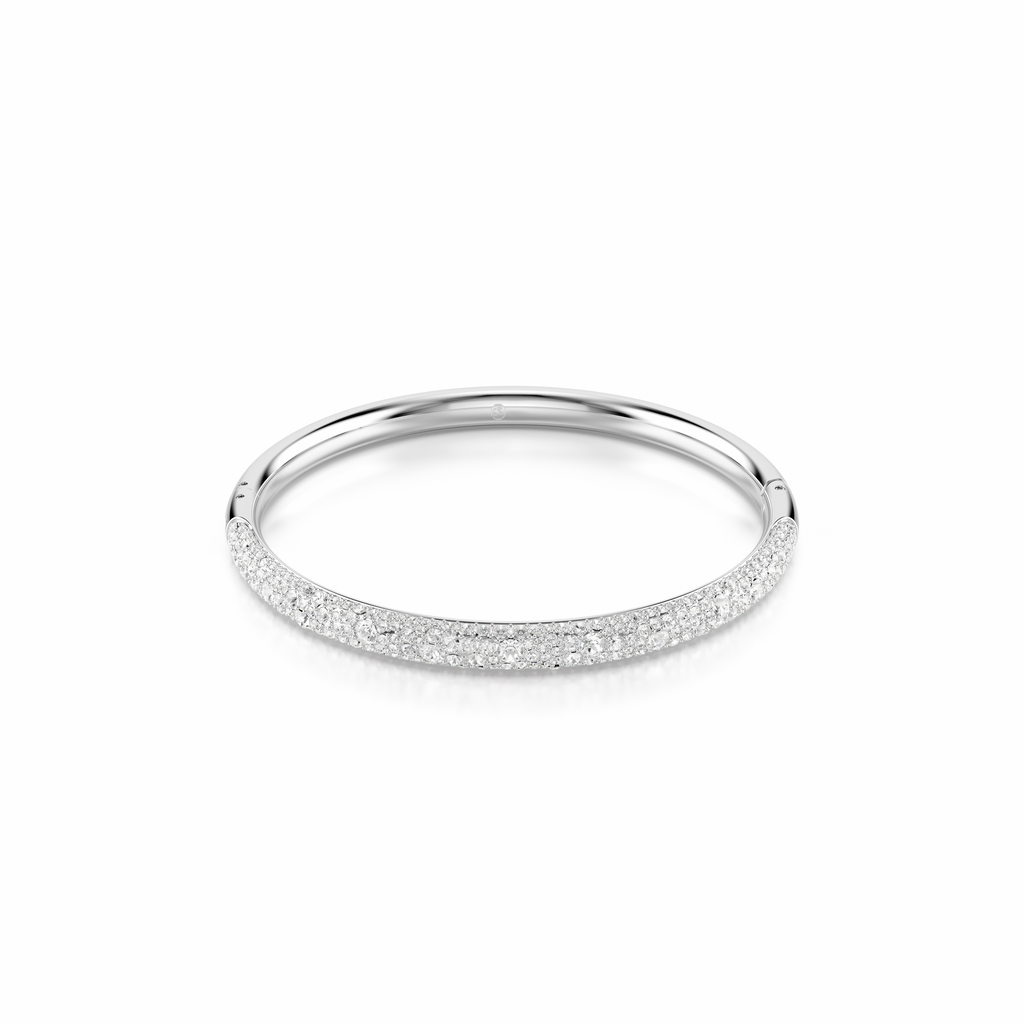 Sublima bangle, Snow pavé, White, Rhodium plated – Swarovski Lebanon