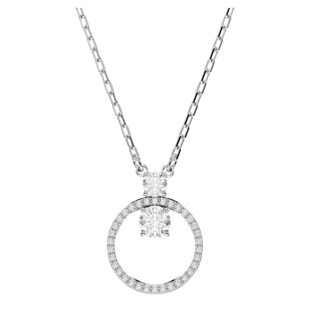 Constella pendant, Pavé, Round cut, White, Rhodium plated – Swarovski ...