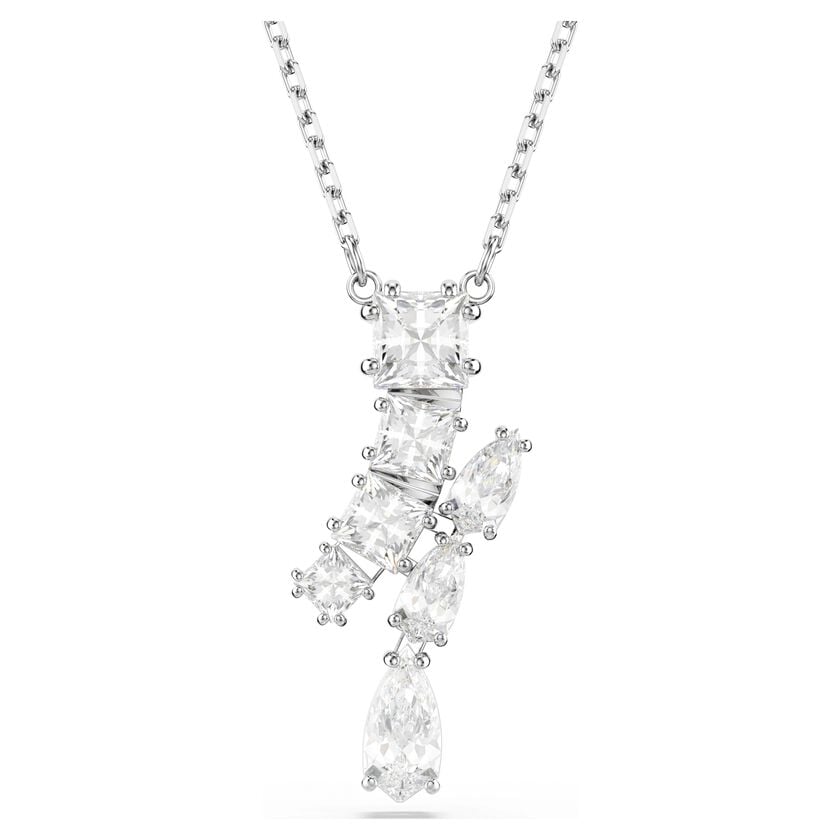 Matrix pendant, Mixed cuts, White, Rhodium plated – Swarovski Lebanon