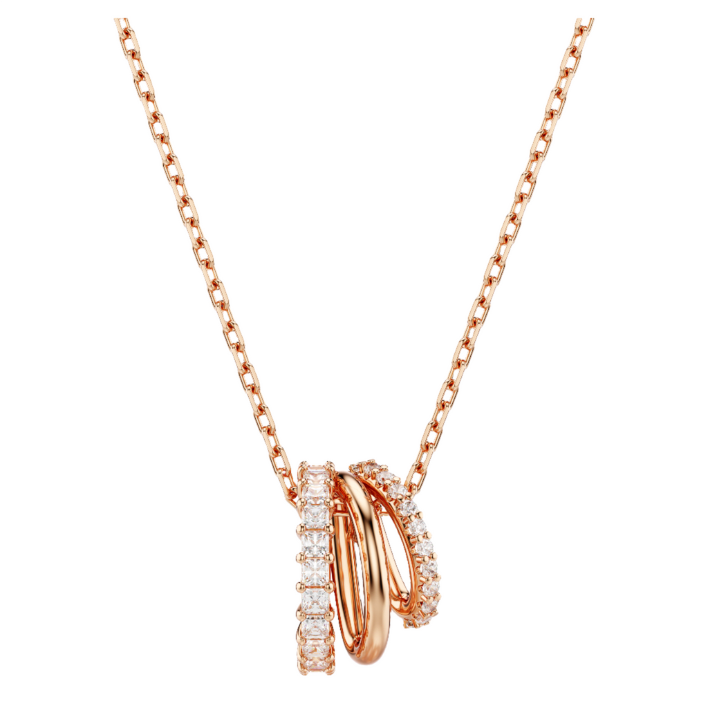 Hyperbola pendant, Mixed cuts, White, Rose gold-tone plated – Swarovski ...