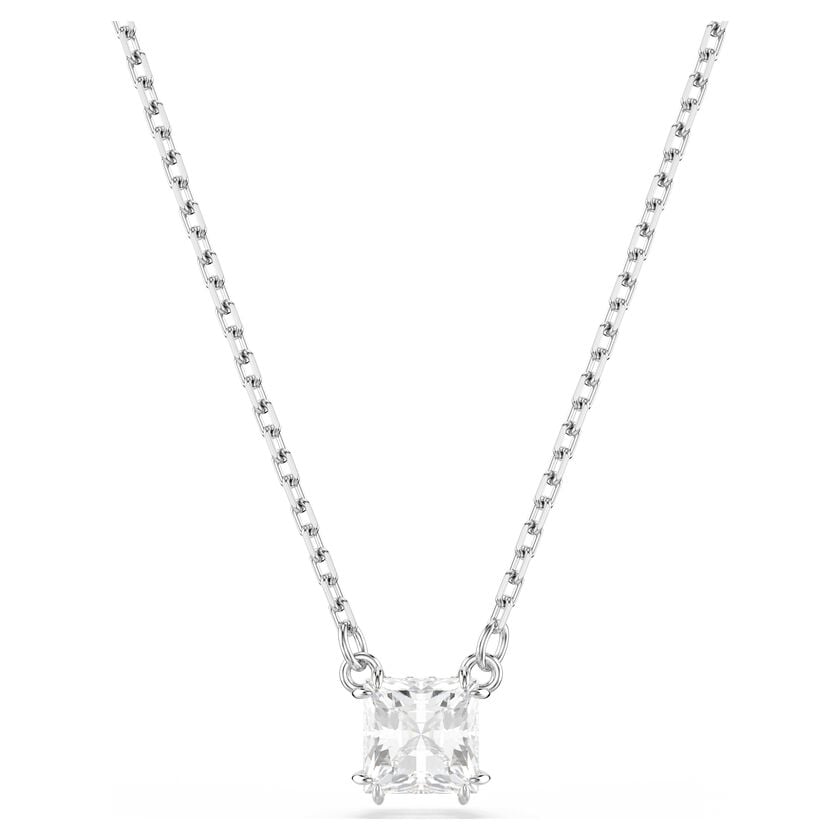 Stilla Attract pendant, Square cut, White, Rhodium plated – Swarovski ...