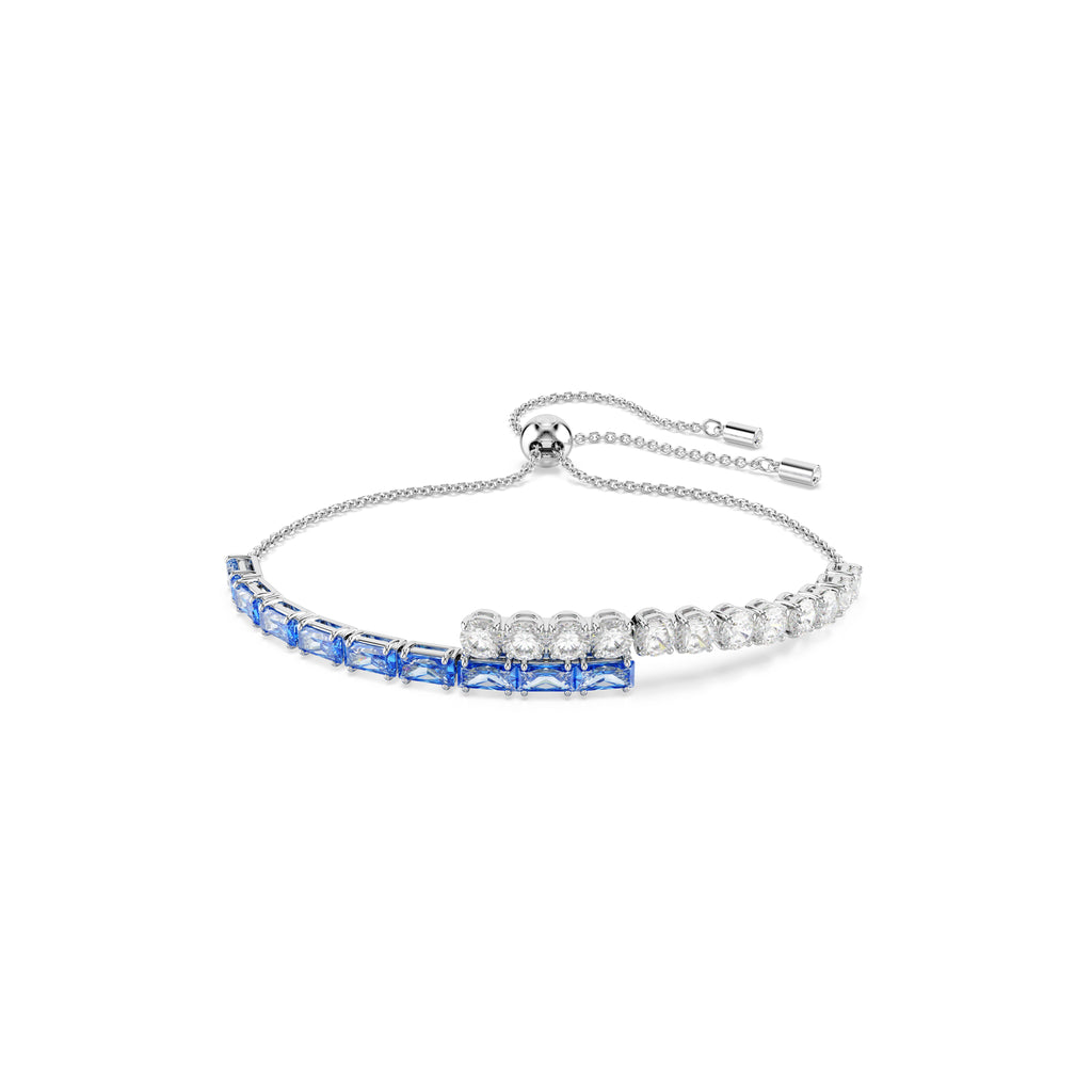Matrix bracelet, Mixed cuts, Blue, Rhodium plated – Swarovski Lebanon