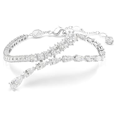 Matrix bracelet, Mixed cuts, White, Rhodium plated – Swarovski Lebanon