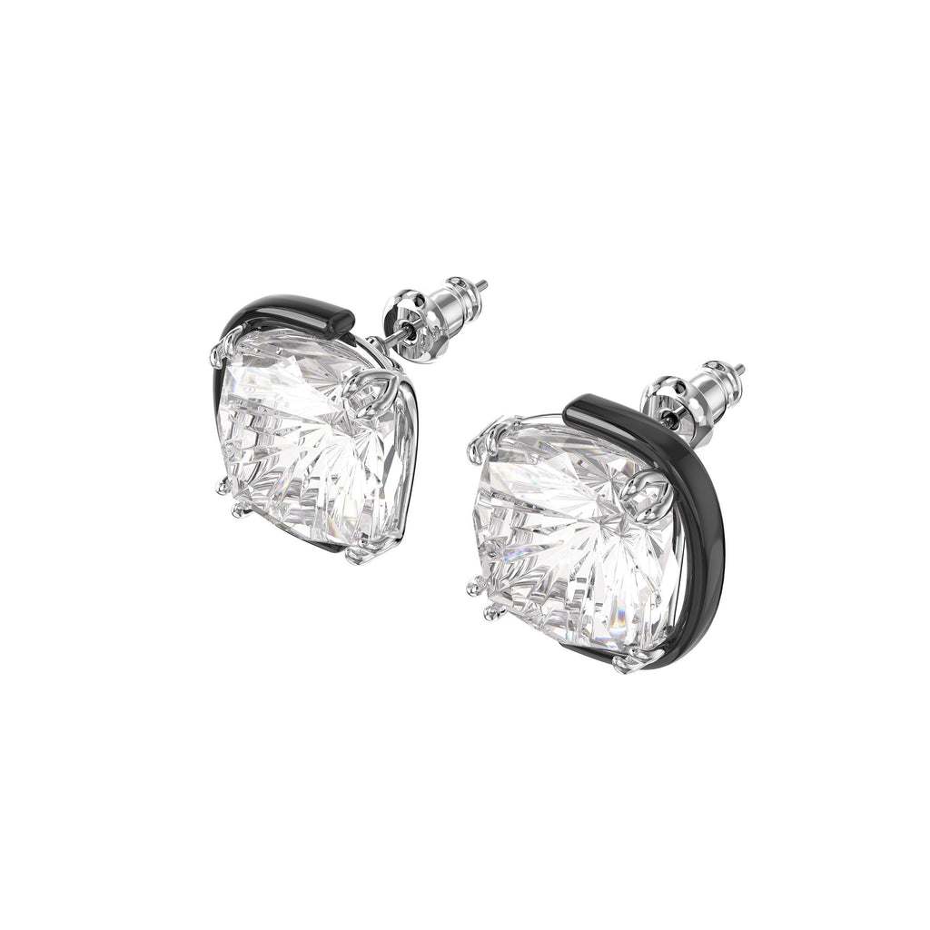 Harmonia stud earrings, Cushion cut crystals, White, Mixed metal finis ...