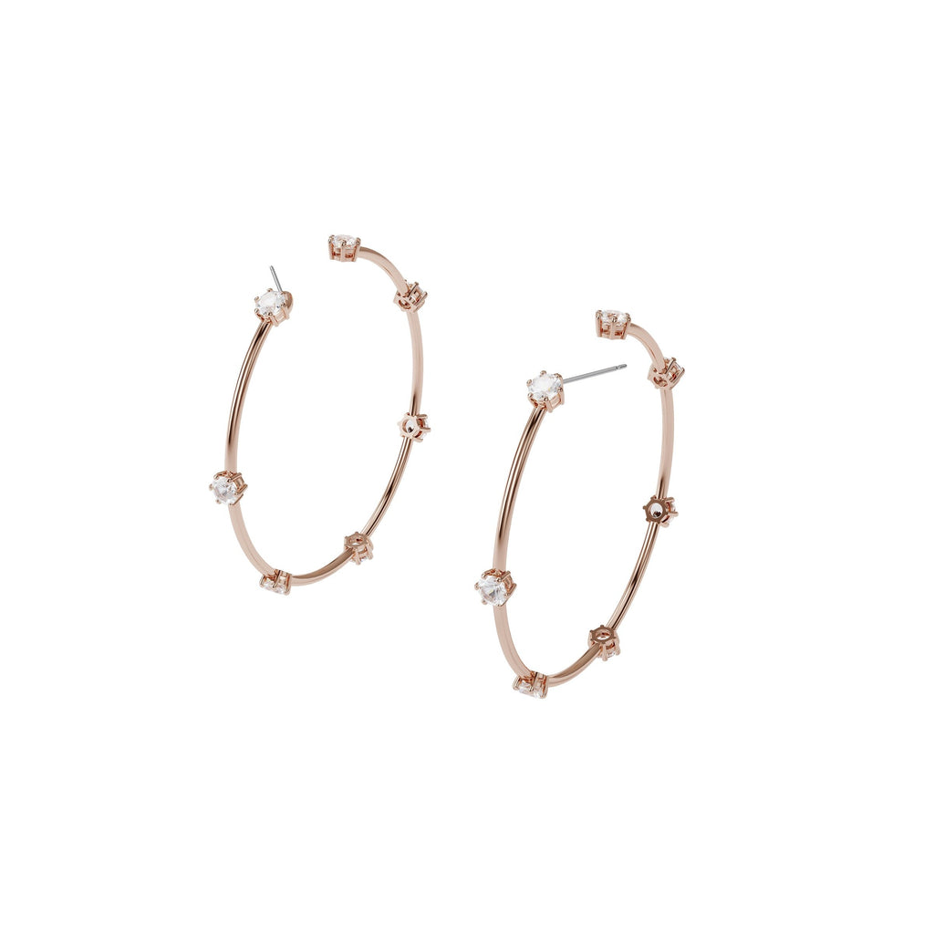 Constella hoop earrings, White, Rose gold-tone plated – Swarovski Lebanon