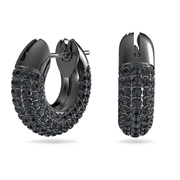 Dextera hoop earrings Small, Black, Ruthenium plated – Swarovski Lebanon
