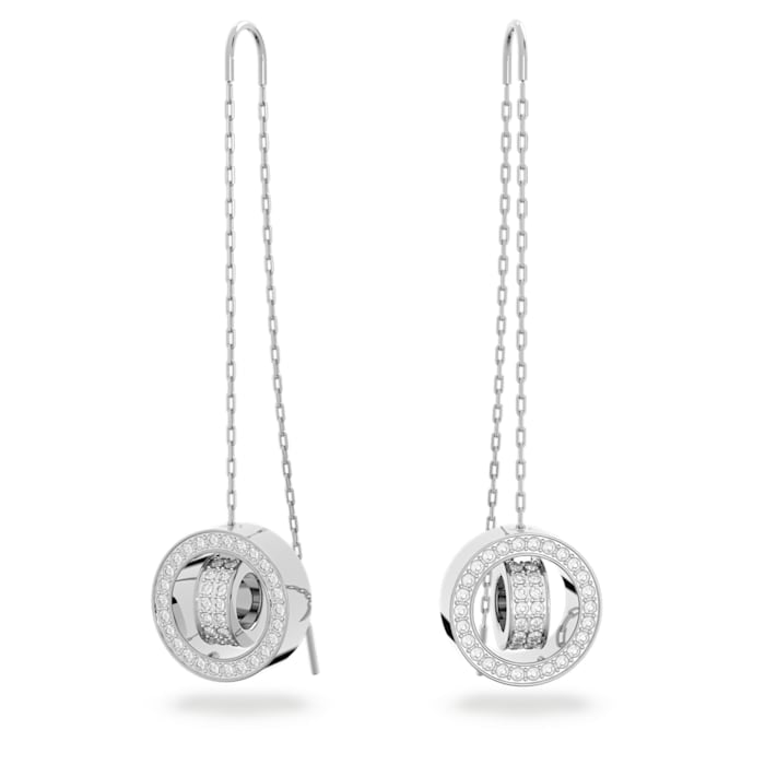 Hollow drop earrings Long, White, Rhodium plated – Swarovski Lebanon