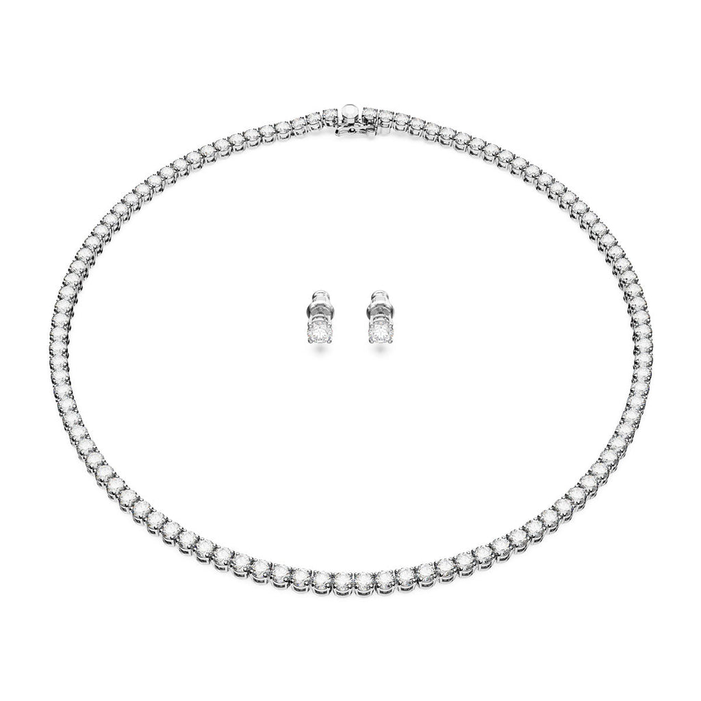 Set Matrix, Necklace and Earrings, White, Rhodium – Swarovski Lebanon