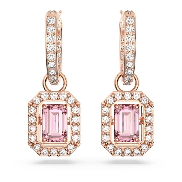 Una drop earrings, Octagon cut, Pink, Rose gold-tone plated – Swarovski ...