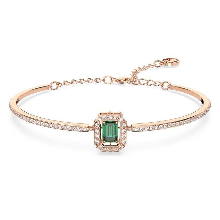 Millenia bangle Octagon cut, Green, Rose gold-tone plated – Swarovski ...