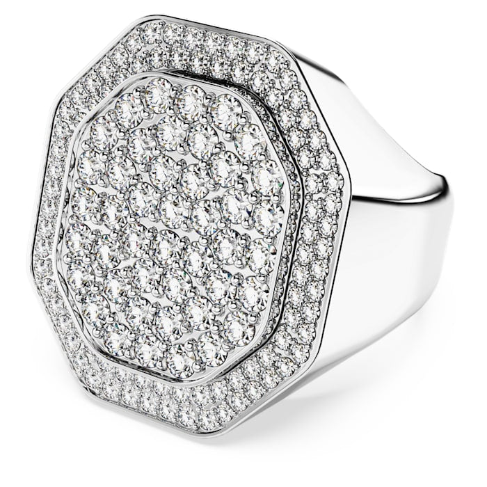 Dextera cocktail ring Octagon shape, White, Rhodium plated – Swarovski ...