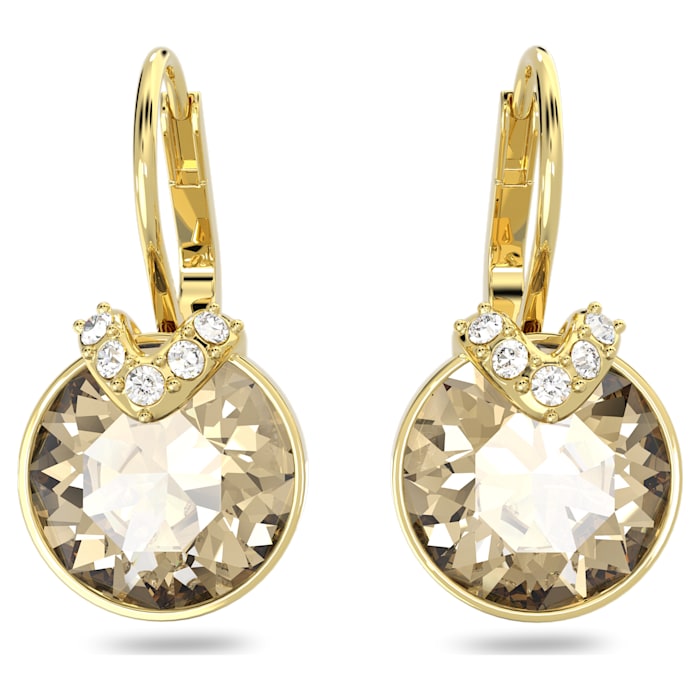 Bella V drop earrings Round cut, Gold tone, Gold-tone plated ...